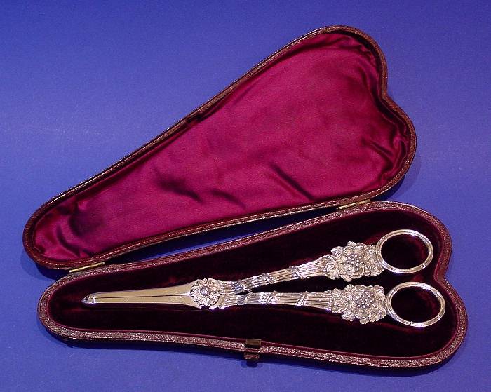 Victorian Antique Silver Grape Scissors - Daniel Bexfield Antiques.
