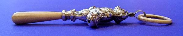 Silver & Bone 'Bear' Baby's Rattle - Daniel Bexfield Antiques.